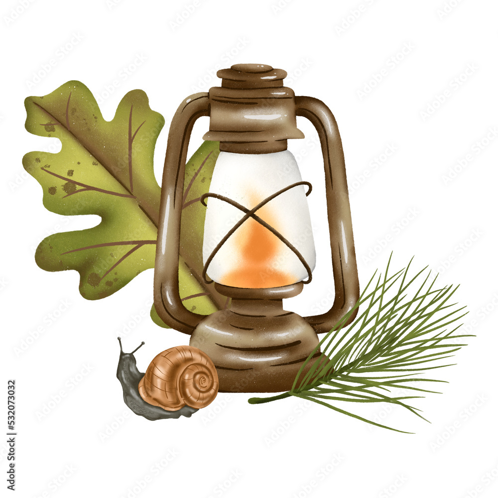 lamp with leaves PNG Clipart illustration Stock Illustration | Adobe Stock