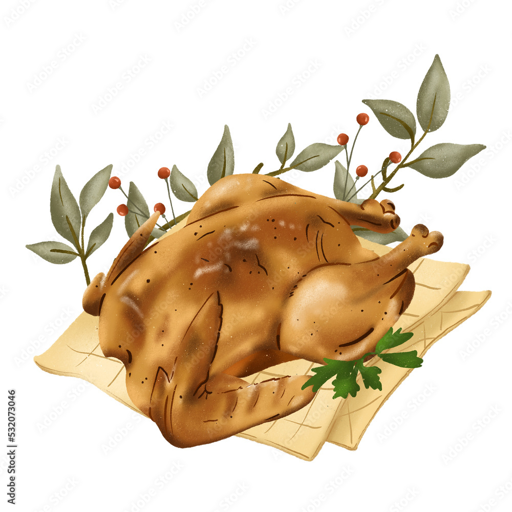 Roast Turkey Thanksgiving Dinner PNG Clipart Illustration Stock ...
