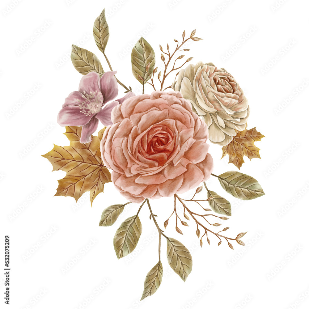hand drawn flowers PNG Clipart illustration Stock Illustration | Adobe ...