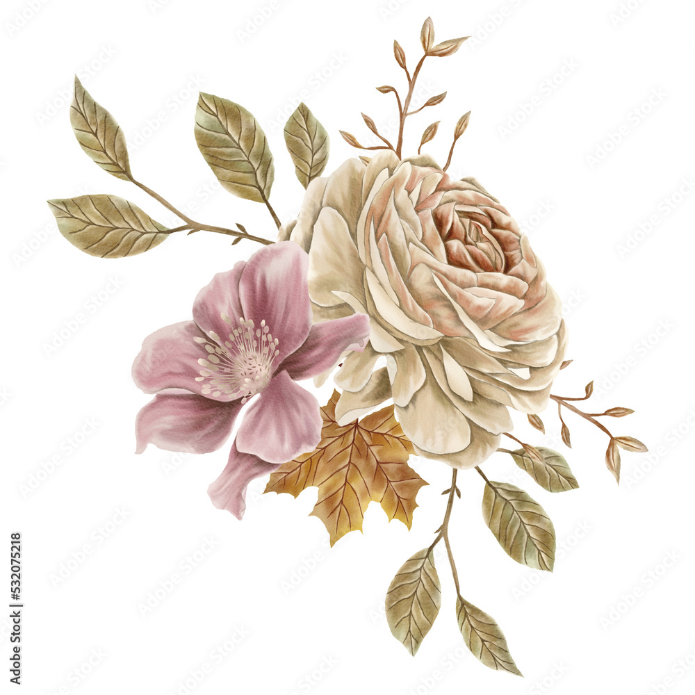 hand drawn flowers PNG Clipart illustration Stock Illustration | Adobe ...