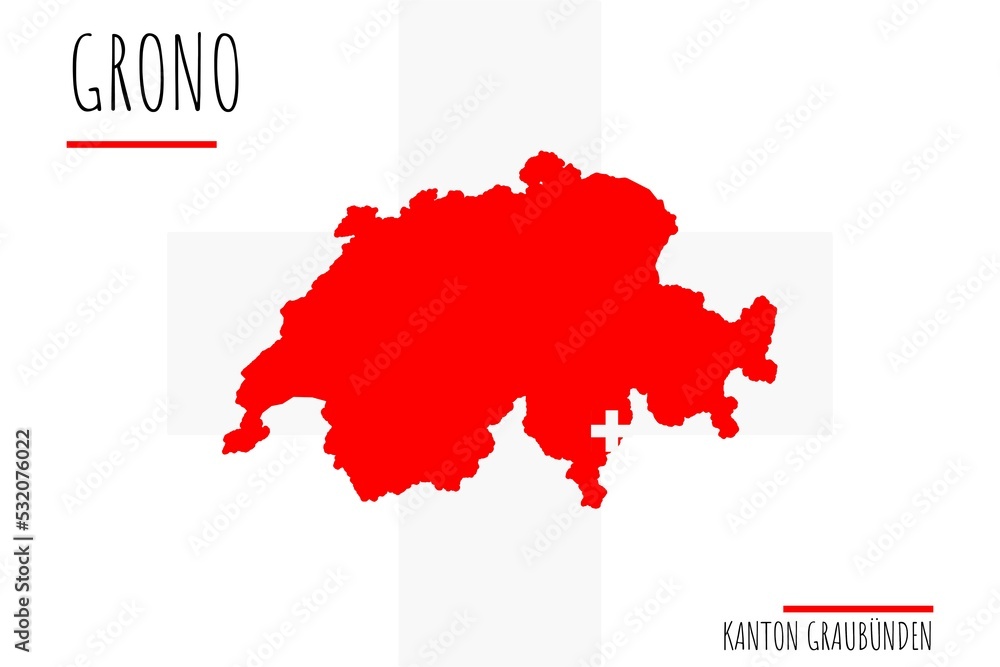 Grono: Illustration einer Markierung der Stadt Grono in den Umrissen ...