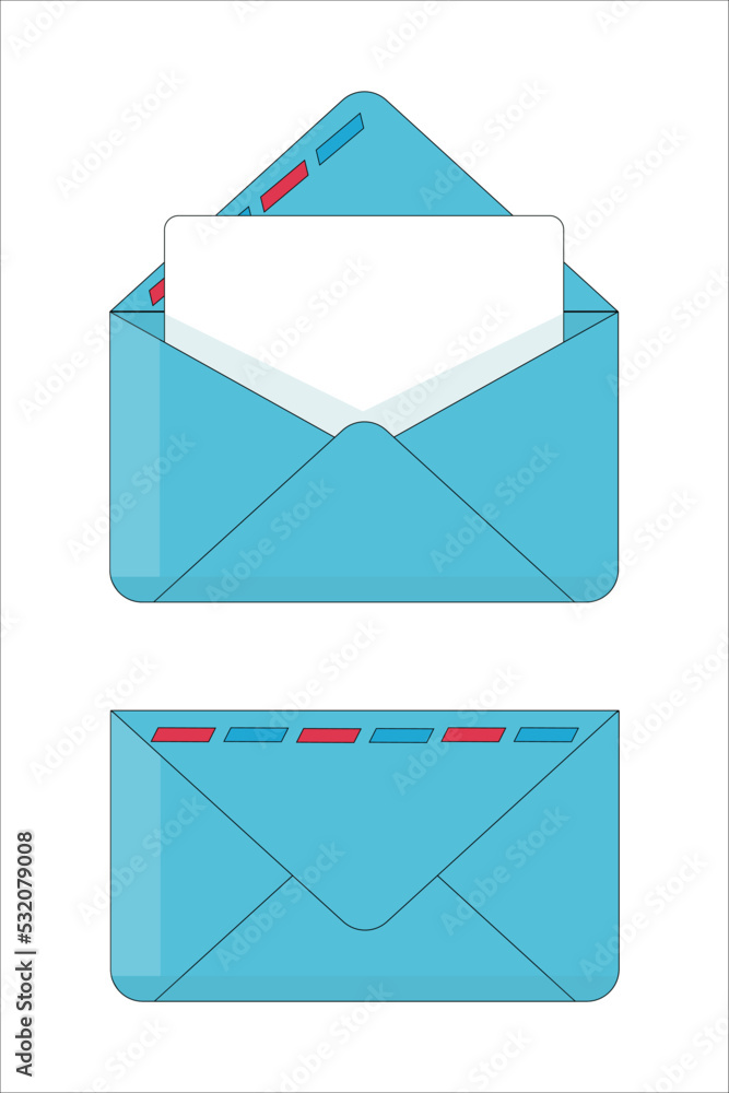 Realistic blue envelope for letters C5 or C6, front view.template open ...