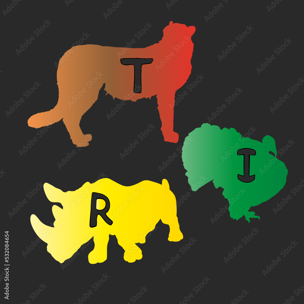 Conceptual silhouette of an animal with text. Animal with text of a ...