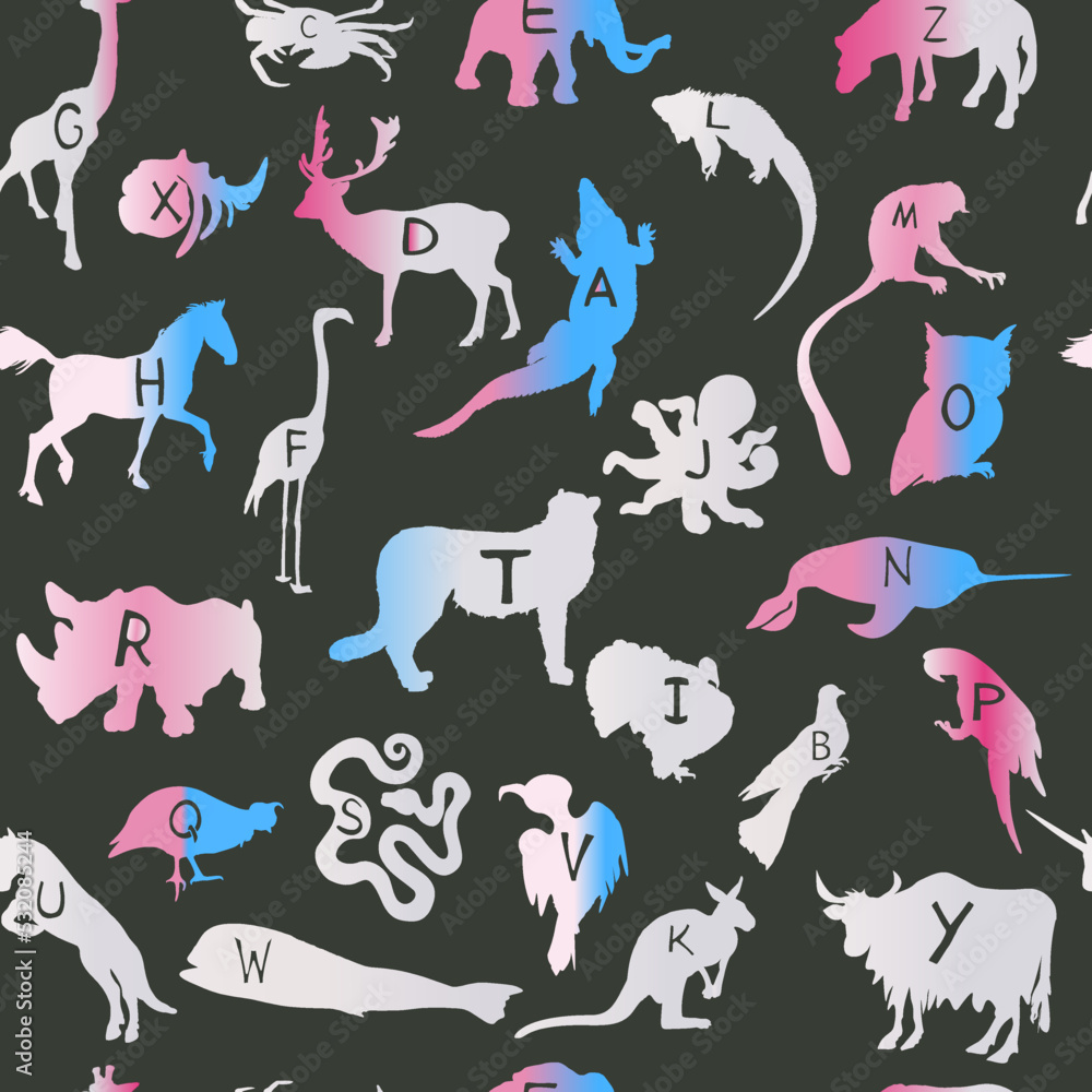 Conceptual silhouette of an animal with text inside. Animal with text ...