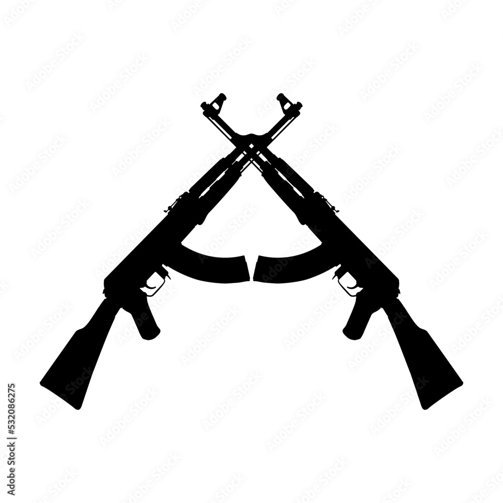 Silhouette of the AK 47 Gun for Pictogram or Graphic Design Element ...
