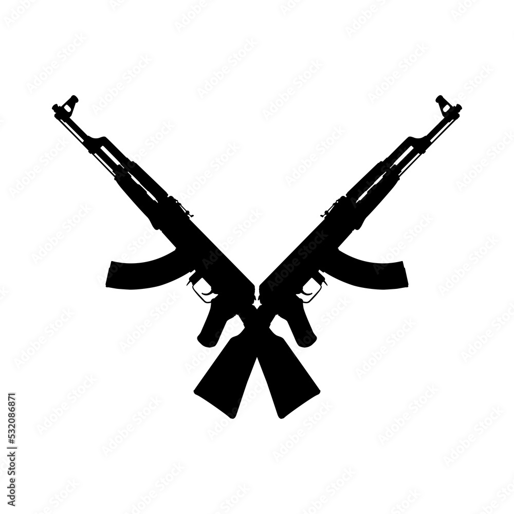Silhouette of the AK 47 Gun for Pictogram or Graphic Design Element ...
