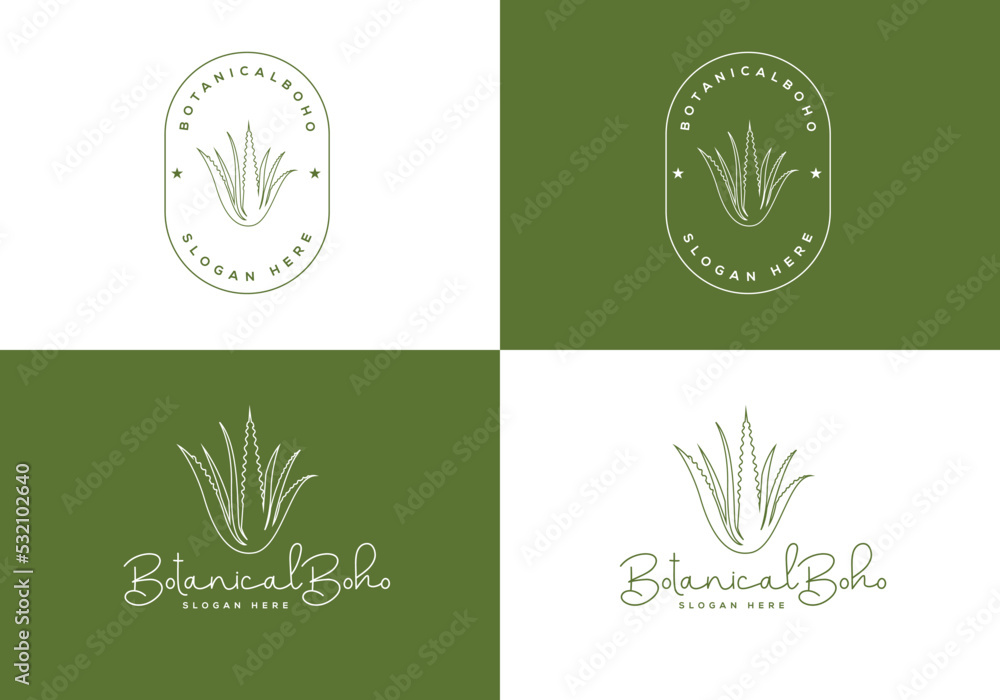 Abstract vector logo design with aloe vera and leaves symbol for ...
