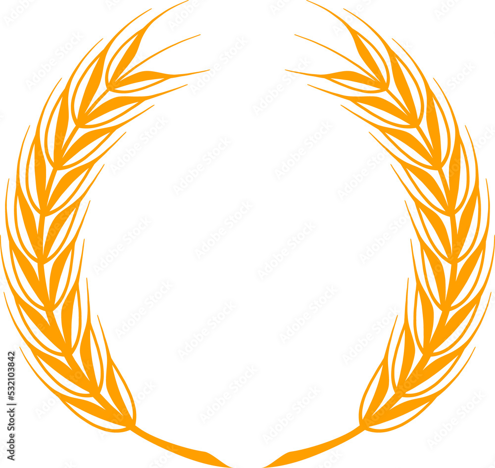 Yellow laurel wreath wheat spike frame border sign Stock Illustration ...