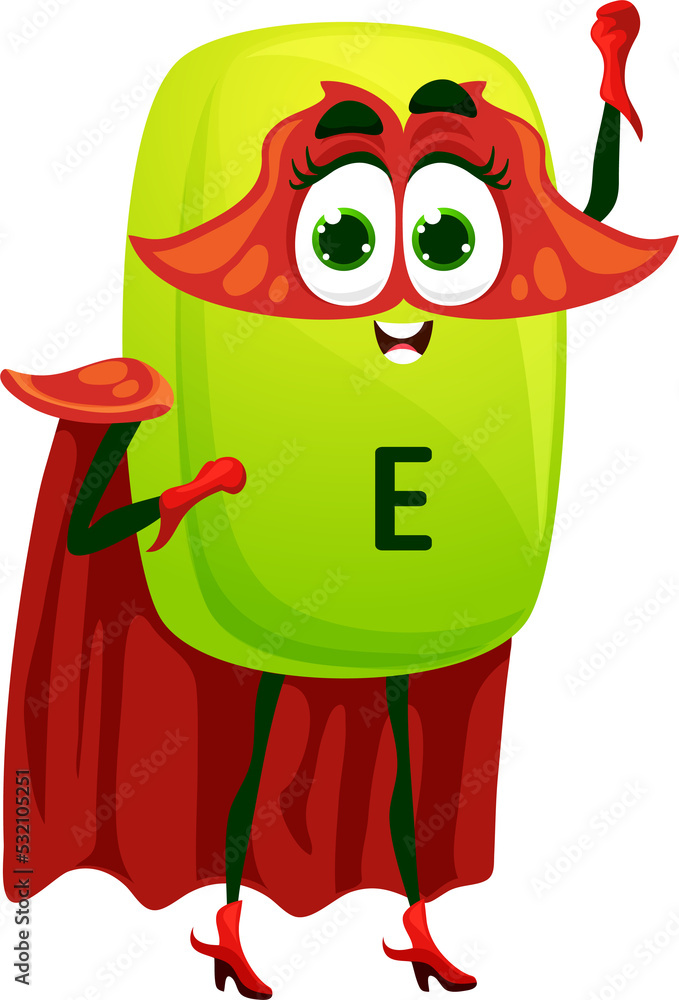 Superhero vitamin E character capsule emoticon Stock Illustration ...