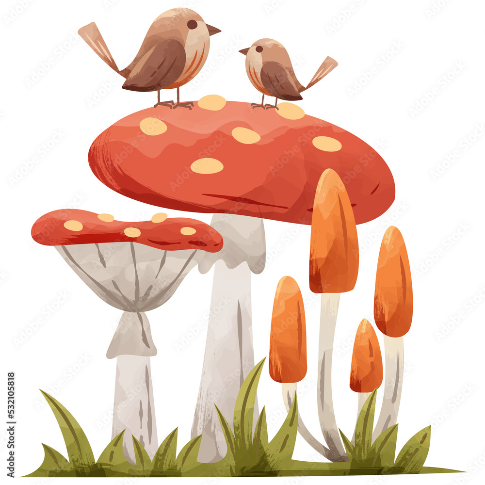 mushrooms in the forest PNG Clipart Illustration Stock Illustration ...