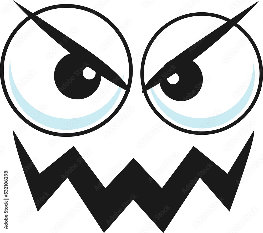 Cartoon villain face vector emoji with angry eyes Stock Illustration ...