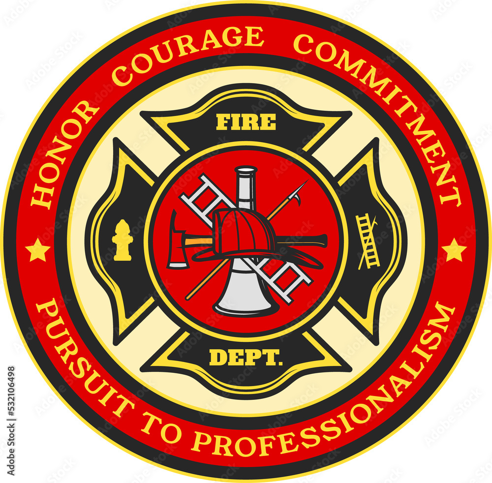Fire dept badge, rescue, courage and honor medal Stock Illustration ...