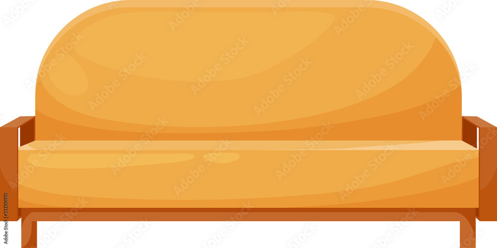 Cartoon couch, vector sofa with yellow upholstery Stock Illustration ...