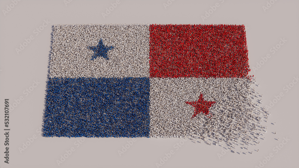 Panamanian Banner Background, with People gathering to form the Flag of ...