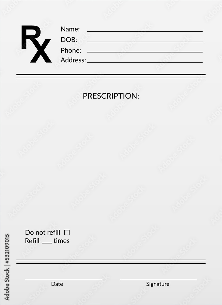 Medical prescription RX form of pharmacy hospital Stock Illustration ...