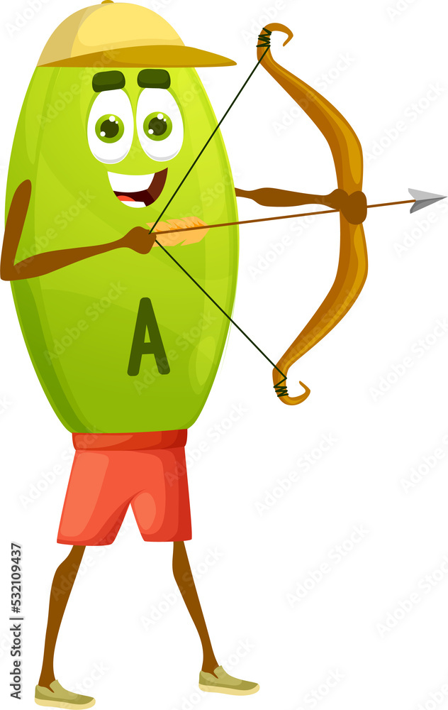Cartoon vitamin A archer character, vector retinol Stock Illustration ...