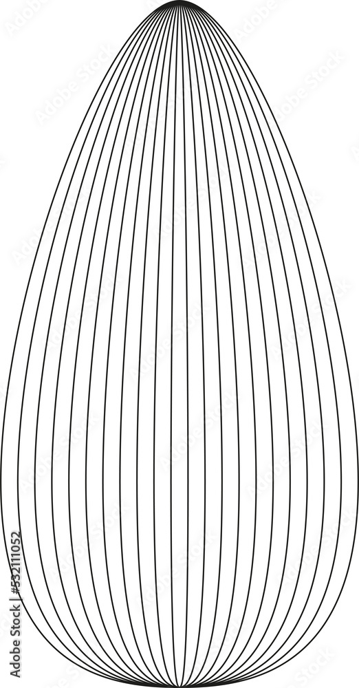 Black lined oval. Cone shape. Isolated png illustration, transparent ...