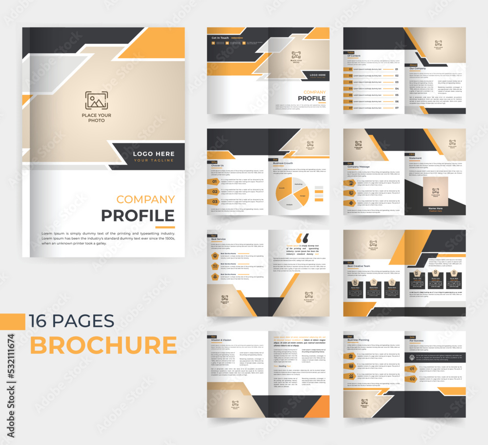 16 Pages company profile multipage brochure template design Stock ...