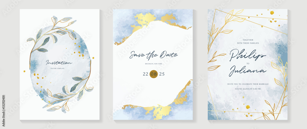 Luxury botanical wedding invitation card template. Watercolor card with ...