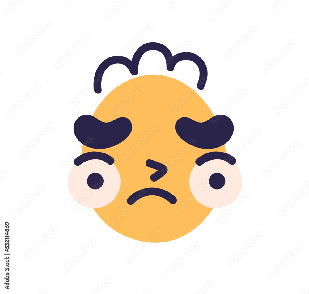 Face avatar with sad emotion. Cute abstract character with unhappy ...