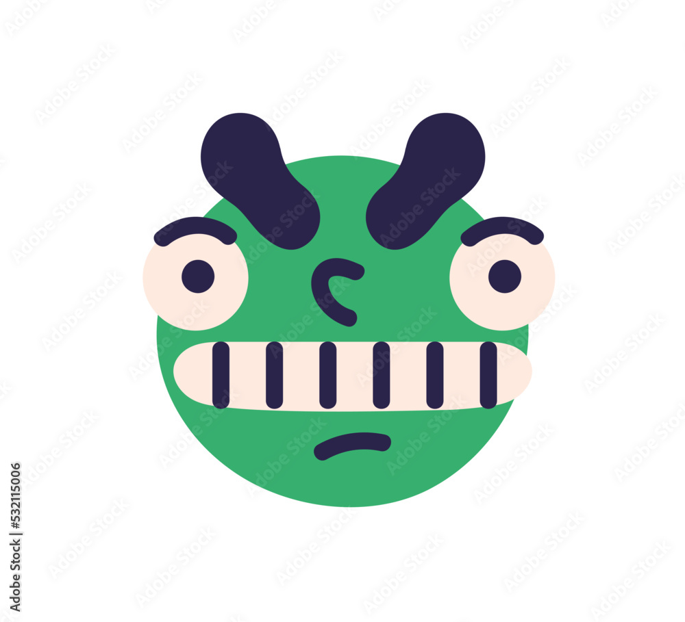 Cute angry face avatar with mad crazy facial expression. Abstract ...