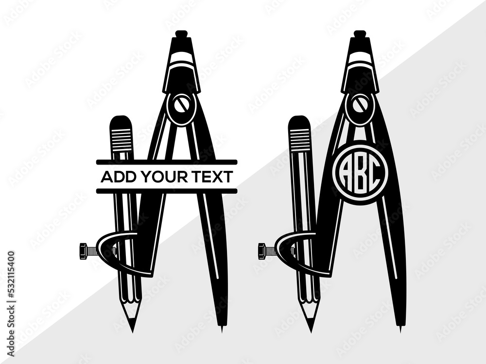 School Compass With Pencil Monogram SVG, Compass Svg, School Metal ...