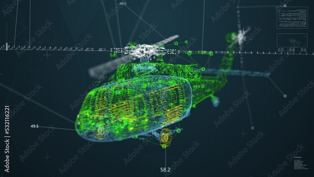 Military Helicopter detection. HUD Aircraft scanning UI. Stock ビデオ ...