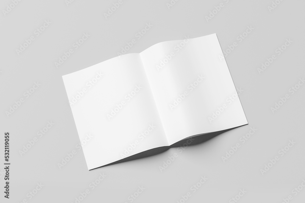 Mockup of brochure with fold. Blank mock up of booklet, menu and flyer ...