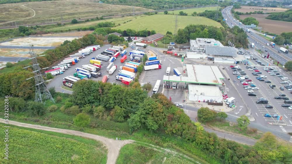 Beautiful Aerial View of British Motorways and Traffic at M1 Junction ...