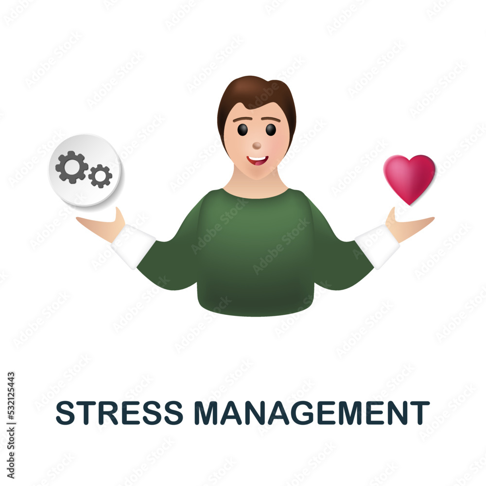 Stress Management icon. 3d illustration from company management ...