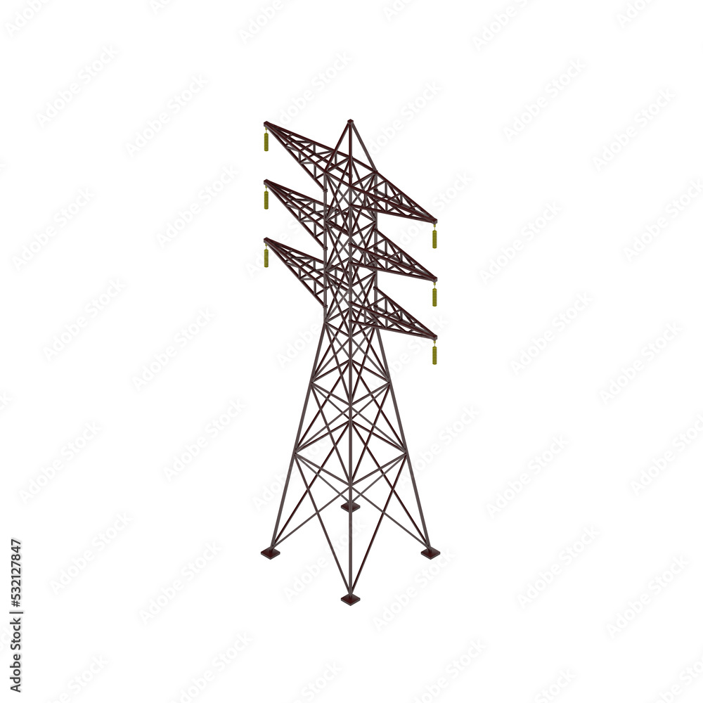 Power transmission tower. Isolated on transparent background. Stock ...