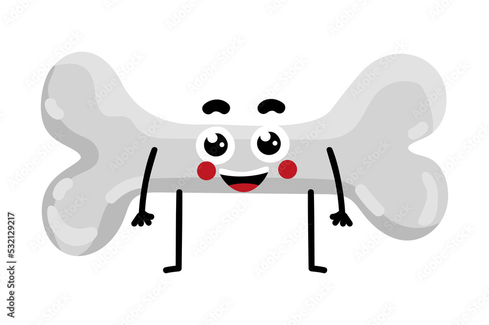 Human bone cute cartoon character. Body anatomy element, health medical ...