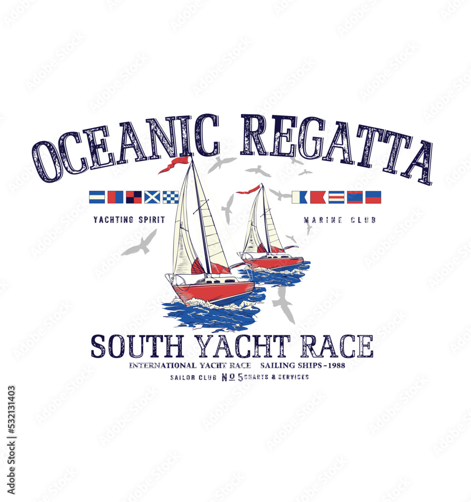 Nautical design. sketch sail graphic design. Can be used as t shirt ...