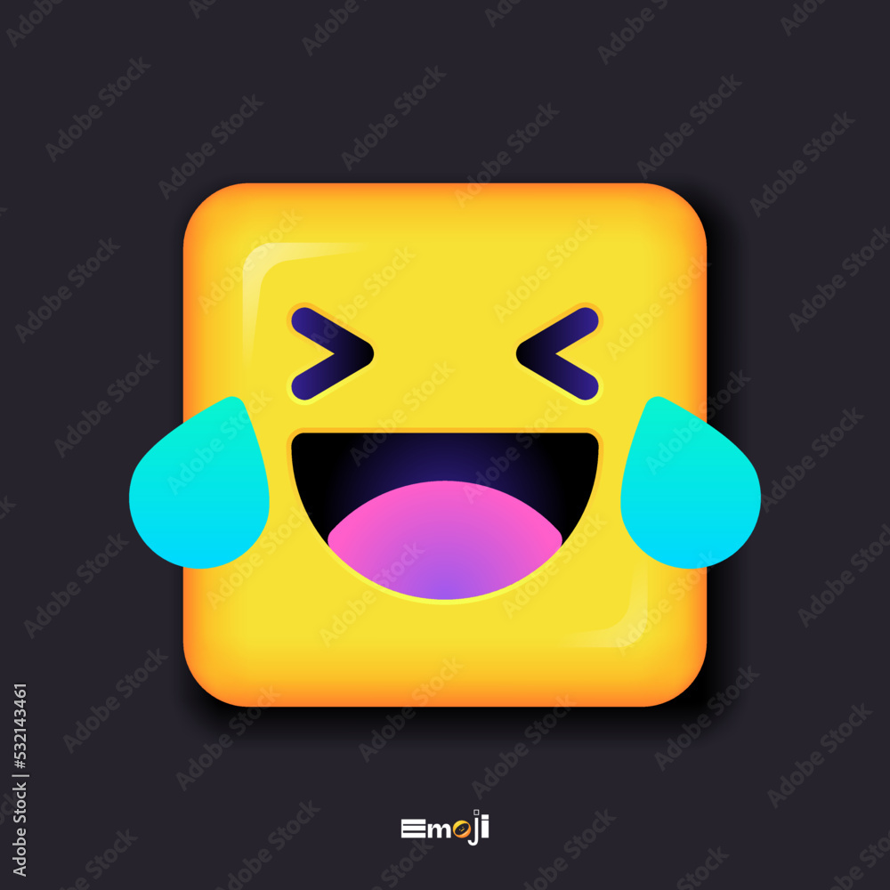 Square 3d Emoticon. Yellow Emoji faces emoticon smile, digital smiley ...