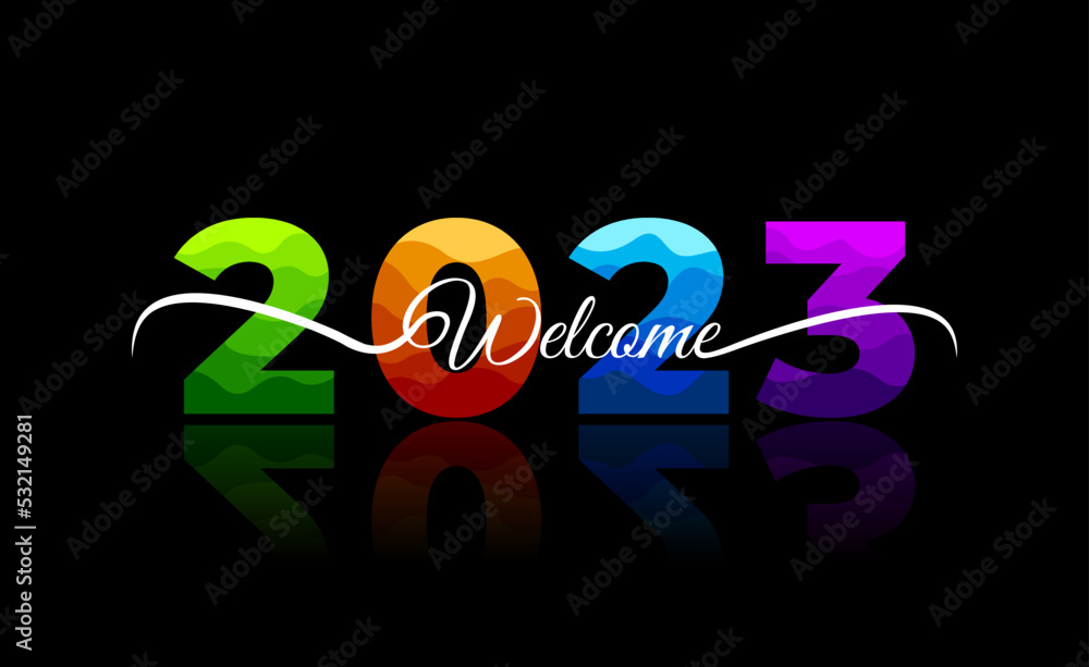welcome 2023 design template. Logo Design for calendar, colorful ...