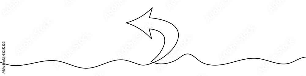 Continuous line drawing of back arrow. Back arrow linear icon. One line ...