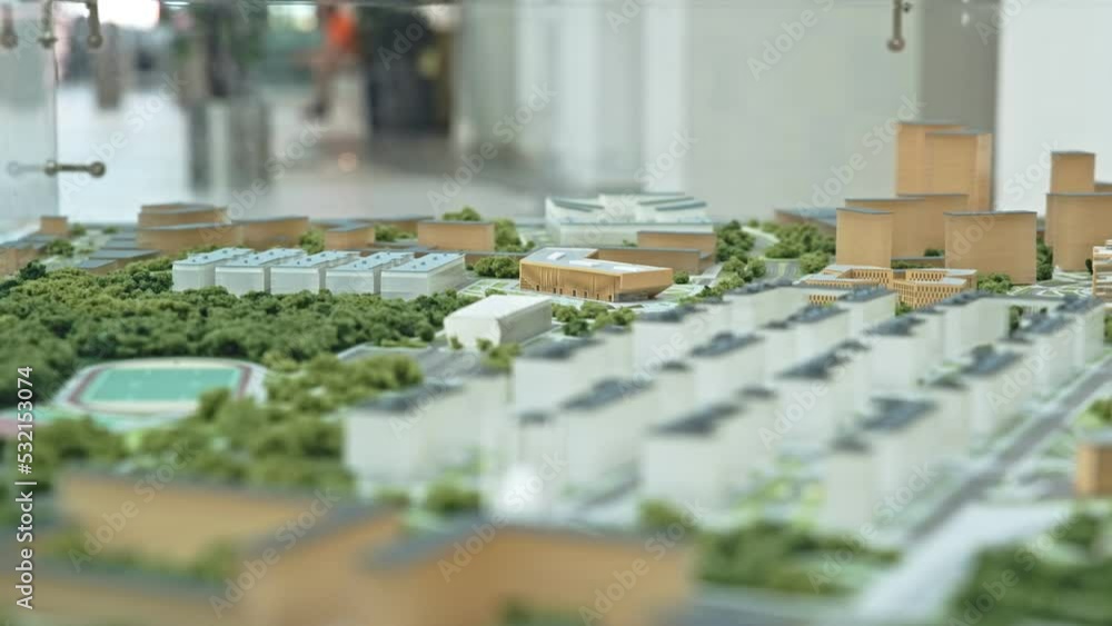Miniature model of residential district with park in city on display in ...