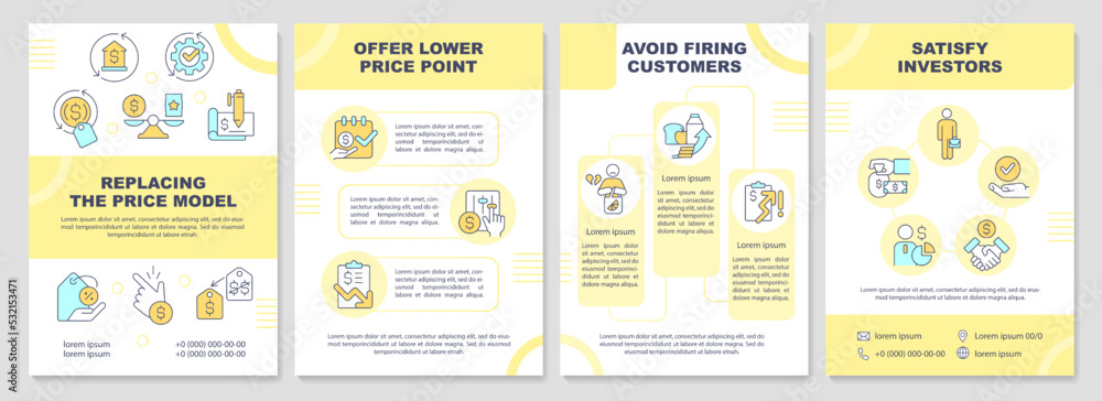 Price model yellow brochure template. Dealing with inflation. Leaflet ...