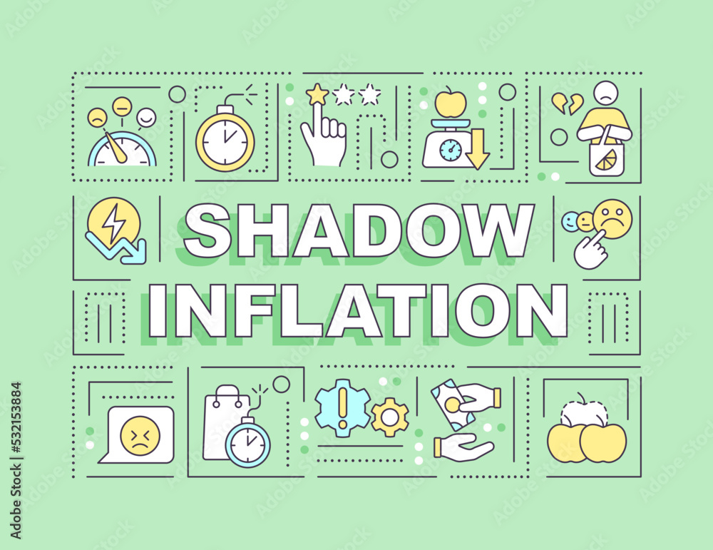 Shadow inflation word concepts green banner. Unsatisfied customer ...