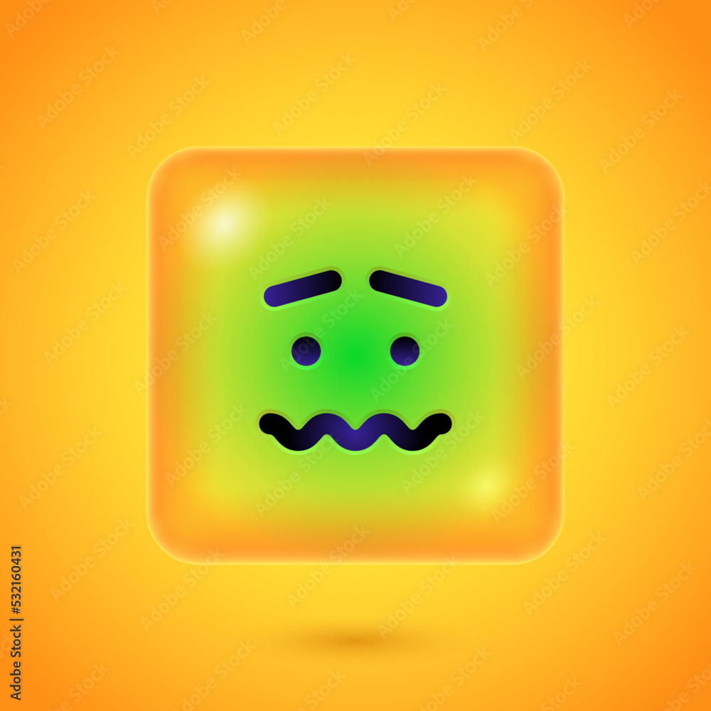 Square Emoticon. Yellow Emoji faces emoticon smile, digital smiley ...