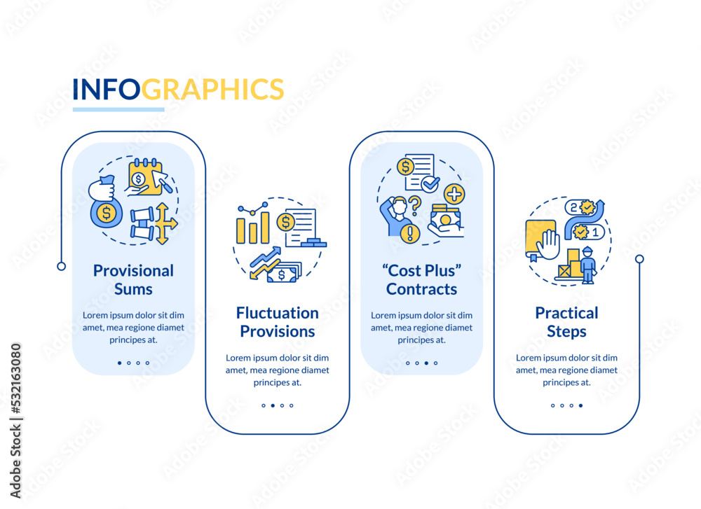 Inflation in construction blue rectangle infographic template. Data ...