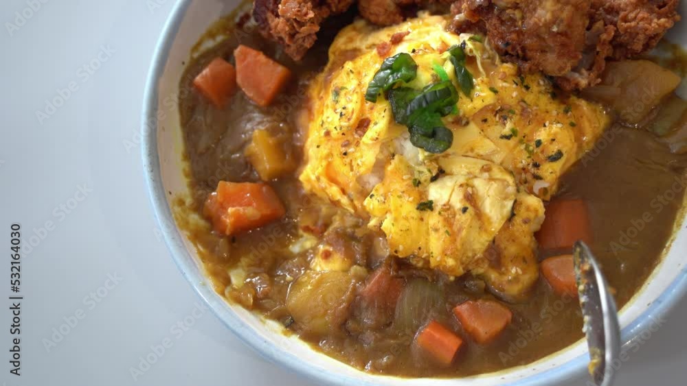 Cinematic point of view of a person using fork to eat delicious ...