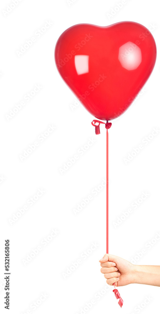 Hand holding a heart shaped red balloon Stock Photo | Adobe Stock