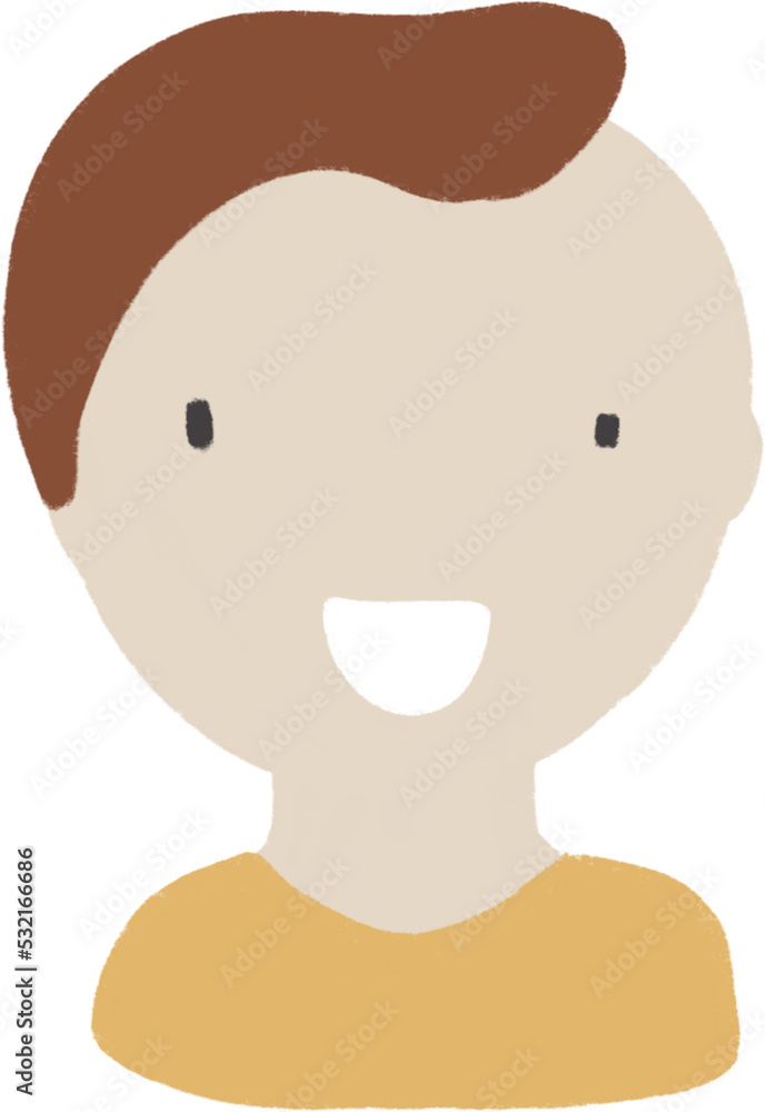 Happy gender neutral, non binary cartoon character face clipart. Hand ...