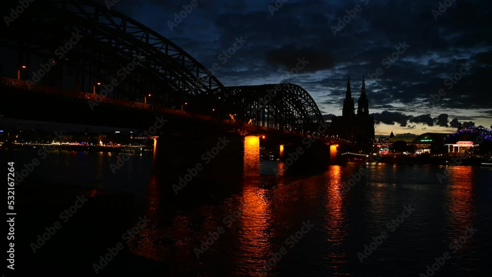 Cologne Cathedral (Koelner Dom) and Hohenzollern Bridge through Rhine ...