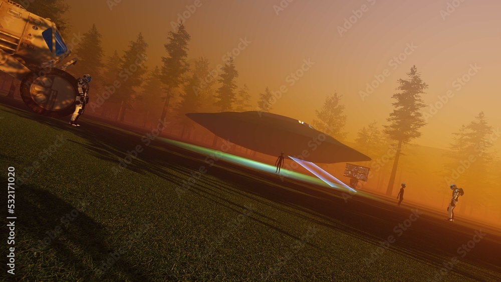 Alien encounter on earth like exoplanet. Extremely detailed and ...