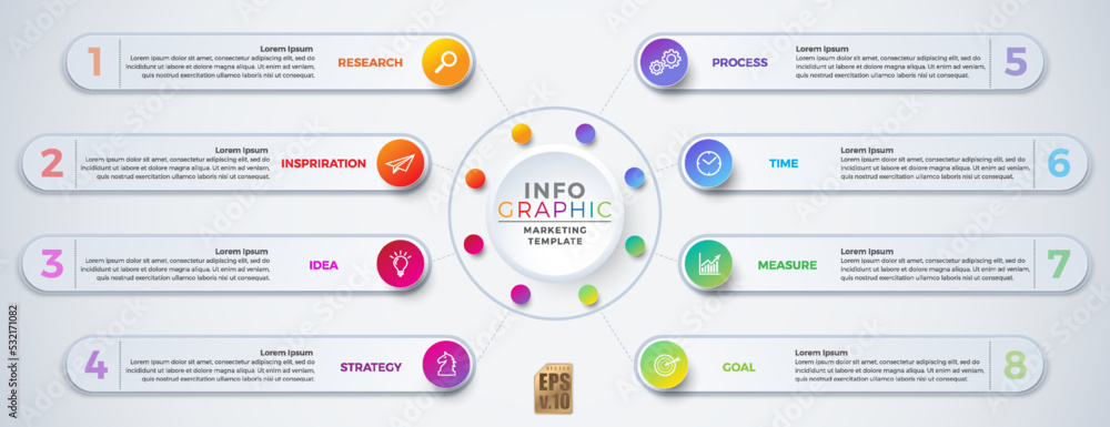Vetor de Infographic colorful vector marketing template design Round ...