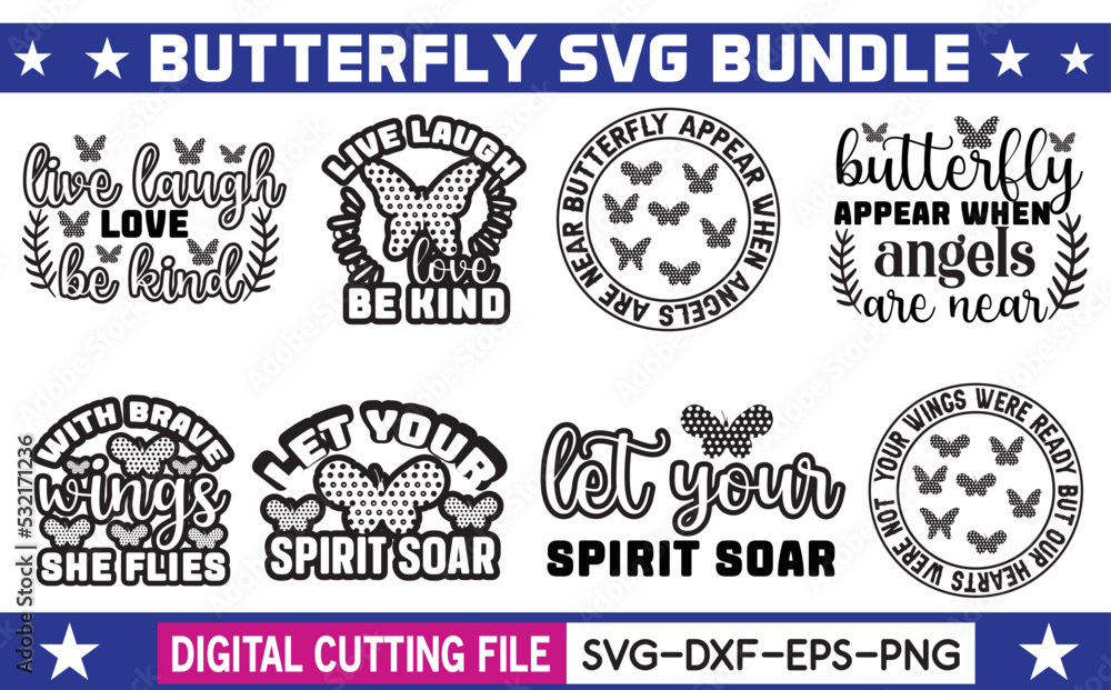 Butterfly SVG Bundle, Butterfly SVG Stock Vector | Adobe Stock