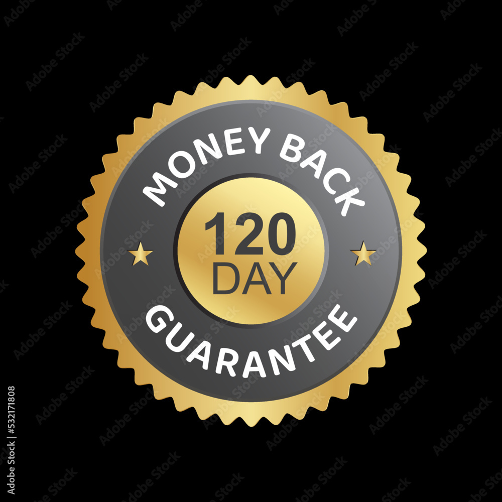 120 day money back guarantee. 100% Money back Guaranteed, trust badge ...