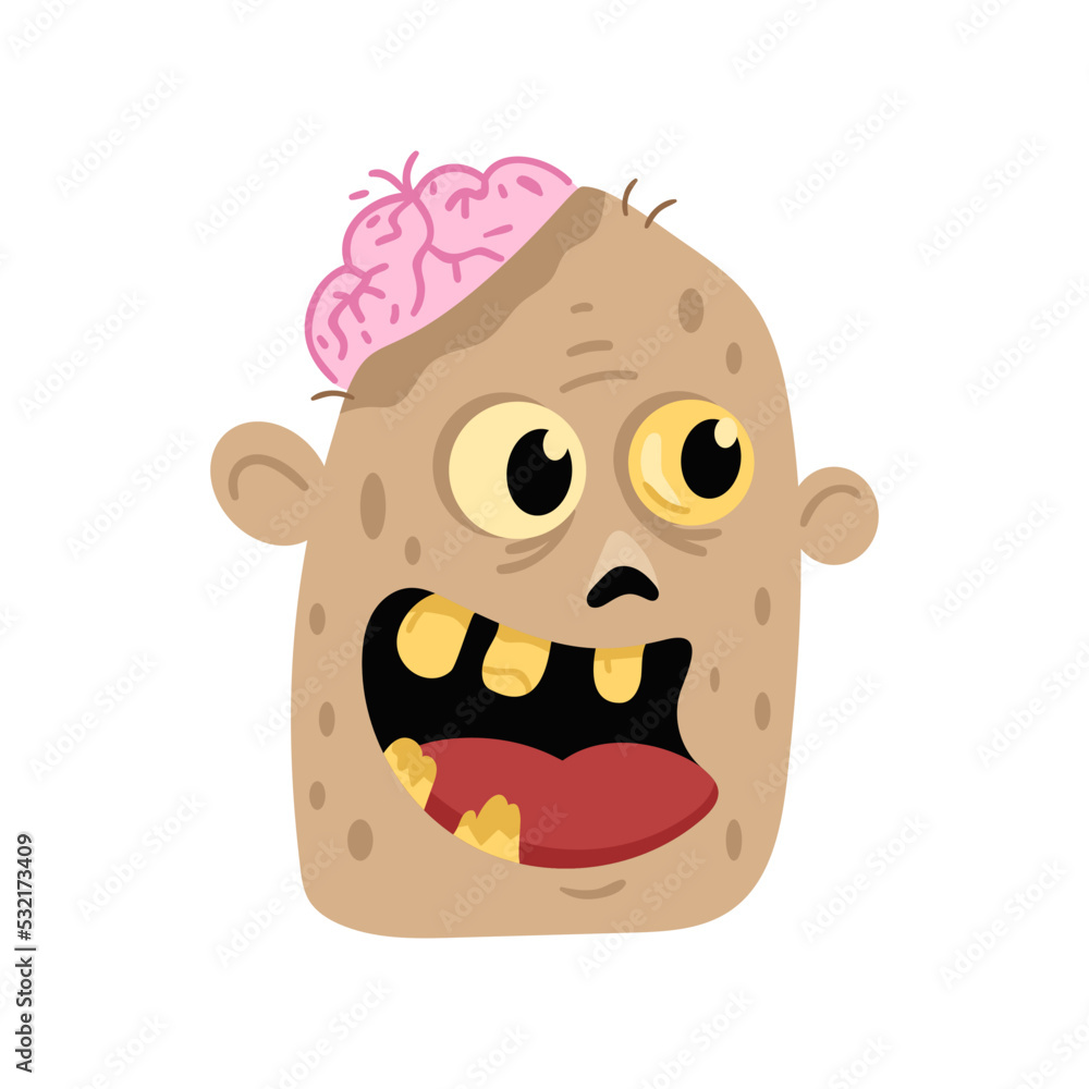 Evil undead monster avatar in cartoon style. Halloween undead sign ...